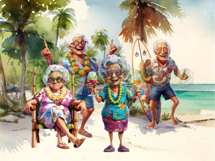 TkaneDziane.pl > PANEL DRUKOWANY DZIADKOWIE I BABCIE W TROPIKACH NA PLAŻY